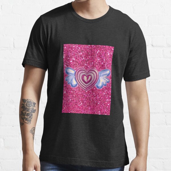 "Y2K Hyperpop Princess Pink Glitter Heart Angel Jelly Graphic" T-shirt ...