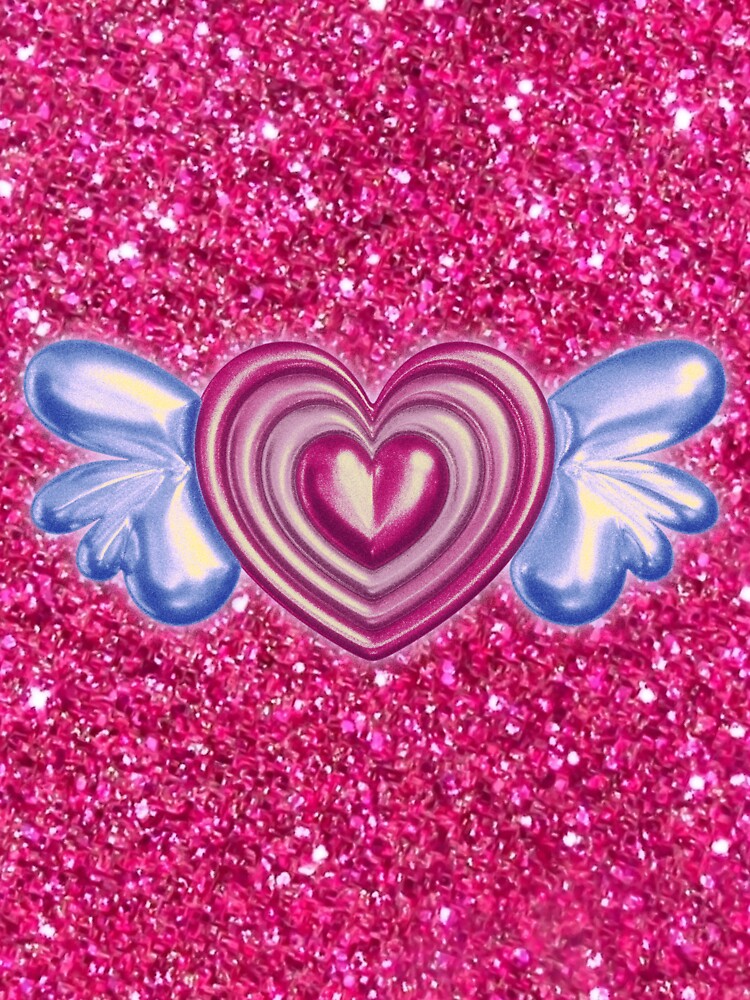 "Y2K Hyperpop Princess Pink Glitter Heart Angel Jelly Graphic" Sticker ...