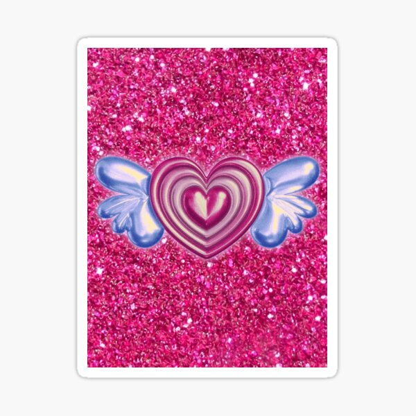 "Y2K Hyperpop Princess Pink Glitter Heart Angel Jelly Graphic" Sticker ...