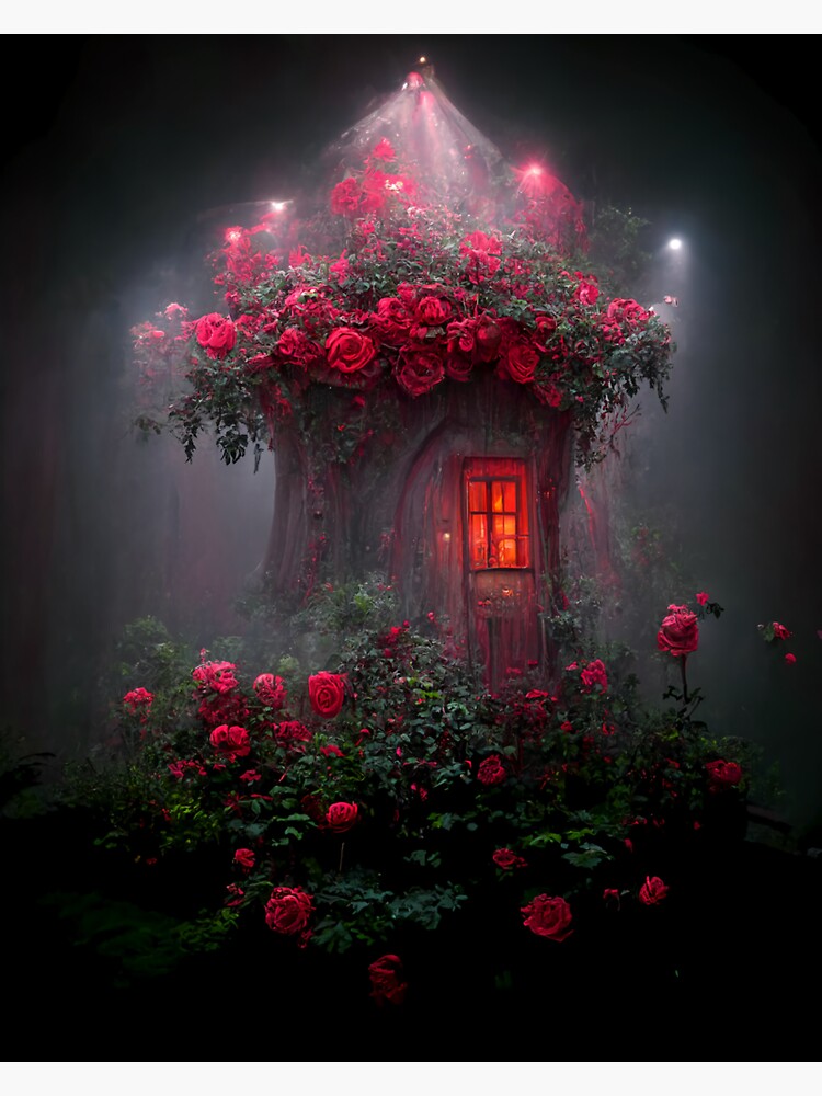 "Red Roses house" Sticker for Sale by Verbamystica | Redbubble