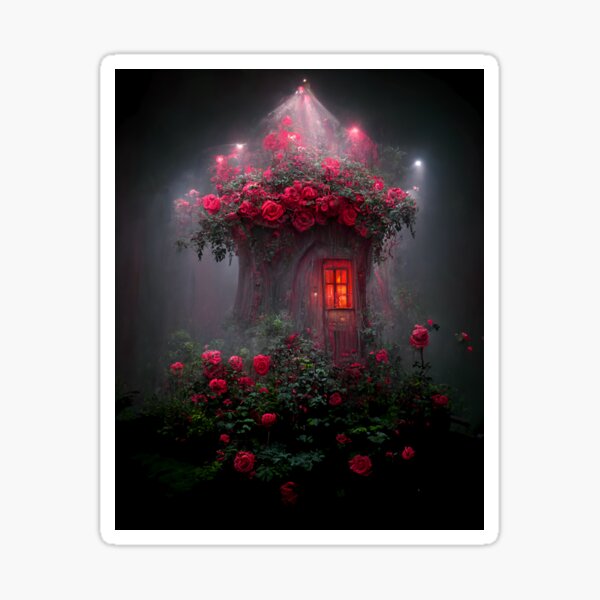 "Red Roses house" Sticker for Sale by Verbamystica | Redbubble