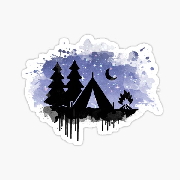 "Camping Under the Watercolor Stars" Sticker for Sale by amandartwork ...