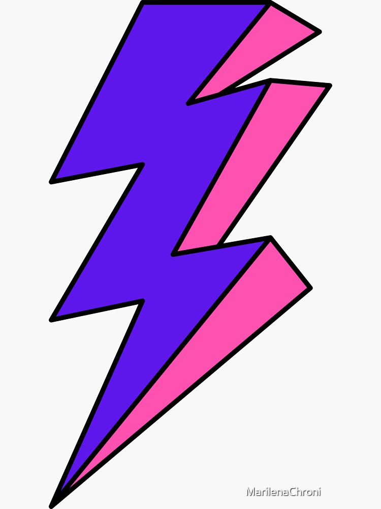 "Retro Vibrant Thunder - Purple Pink Lightning Bolt Symbol 80s" Sticker for Sale by ...
