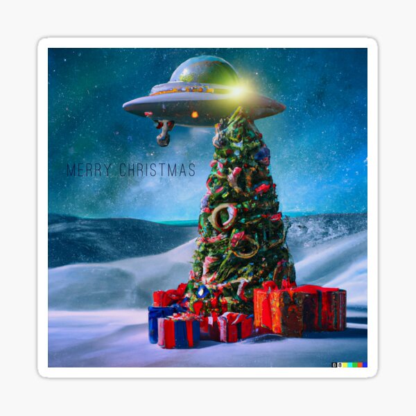 "UFO Merry Christmas design generated by AI" Sticker for Sale by ...