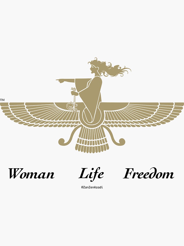"Woman Life Freedom - Freedom Goddess - Ahuramazda, Faravahar, Gold ...