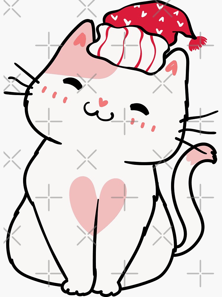 "cute cat with santa hat" Sticker for Sale by Animster | Redbubble