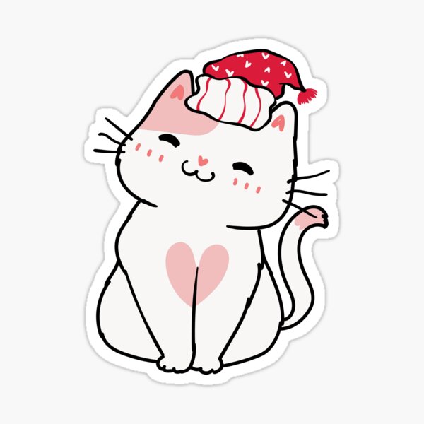 "cute cat with santa hat" Sticker for Sale by Animster | Redbubble