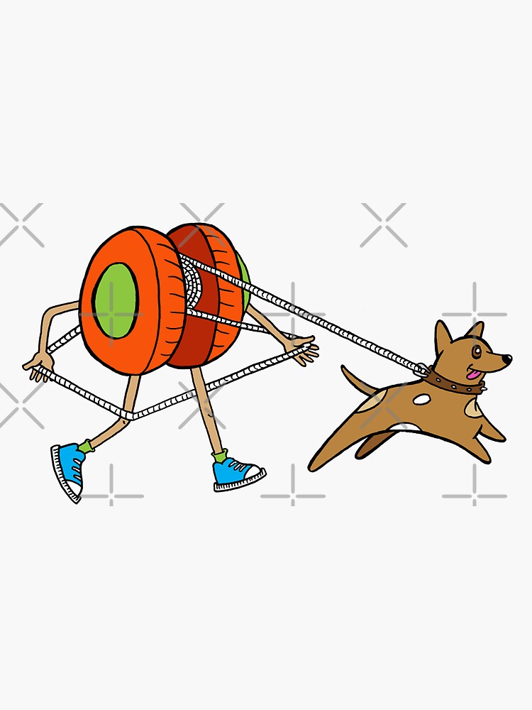 "Yo-yo walks the dog" Sticker for Sale by yo-yo-taco | Redbubble