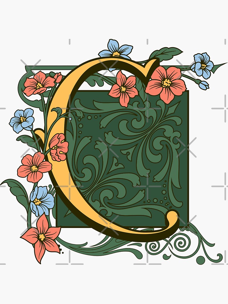 "Art Nouveau Letter C, Ornamental Letter C, Art Deco" Sticker for Sale ...