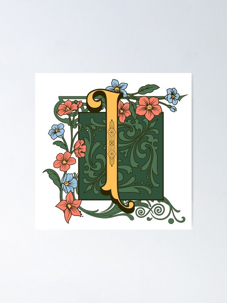 "Art Nouveau Letter I, Ornamental Letter I, Art Deco" Poster for Sale ...