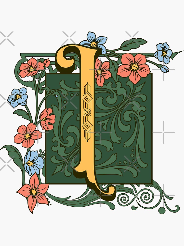 "Art Nouveau Letter I, Ornamental Letter I, Art Deco" Sticker for Sale ...