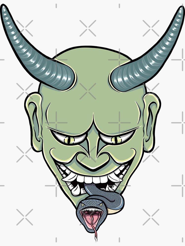 "Oni Japanese Demon Snake" Sticker by Black-Aelita | Redbubble