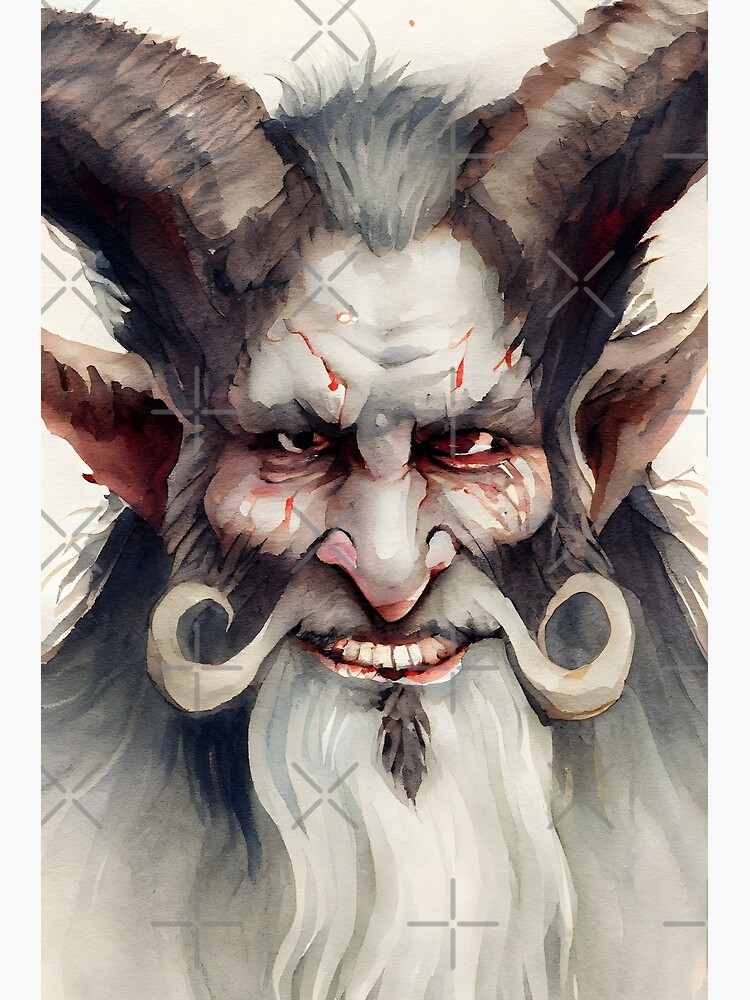 "Christmas Krampus Portrait Watercolor Art" Canvas Print for Sale by ...