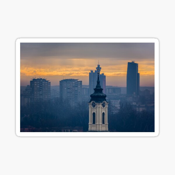 "Cityscape View From Gardos Tower In Zemun, Belgrade" Sticker for Sale ...
