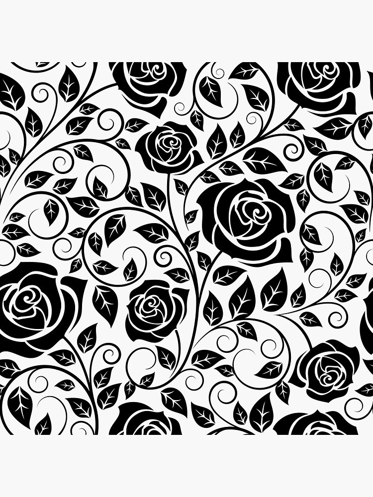 "Black Rose Pattern" Sticker for Sale by LowBrowContent | Redbubble