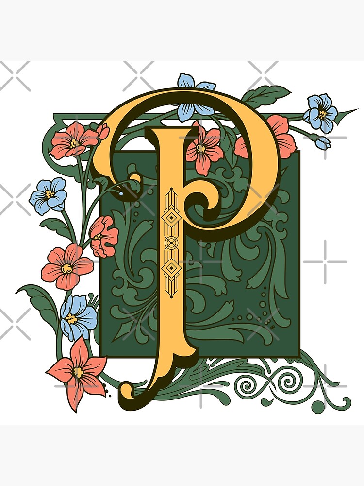 "Art Nouveau Letter P, Ornamental Letter P, Art Deco" Poster for Sale ...
