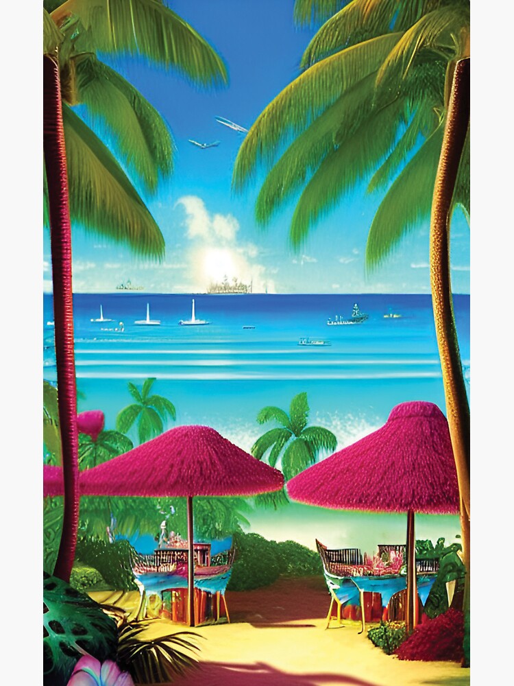 "Tropical Resort" Sticker for Sale by AImageX | Redbubble