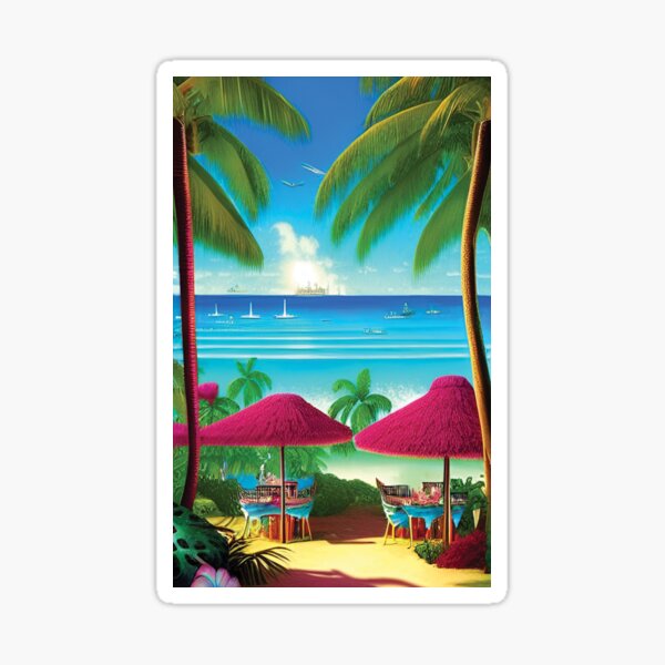 "Tropical Resort" Sticker for Sale by AImageX | Redbubble
