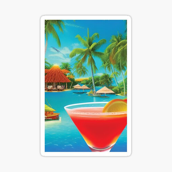 "Tropical Resort" Sticker for Sale by AImageX | Redbubble