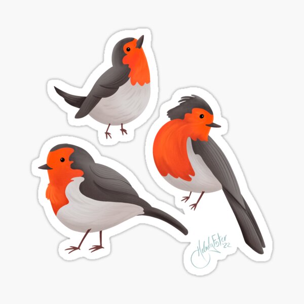 "Cute Robins" Sticker for Sale by LunarFoxID | Redbubble