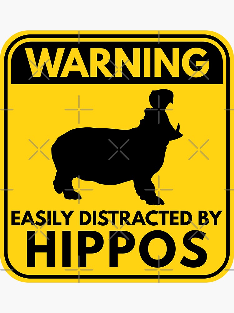"Funny Hippo Warning Sign - Hippo Lover Sign" Sticker for Sale by Will ...