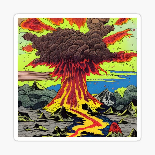 "Volcano Erupting" Sticker for Sale by numgis | Redbubble
