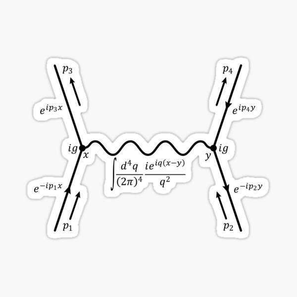 "Feynman Diagram, quantum field theory and particle physics" Sticker for Sale by ScienceCorner ...