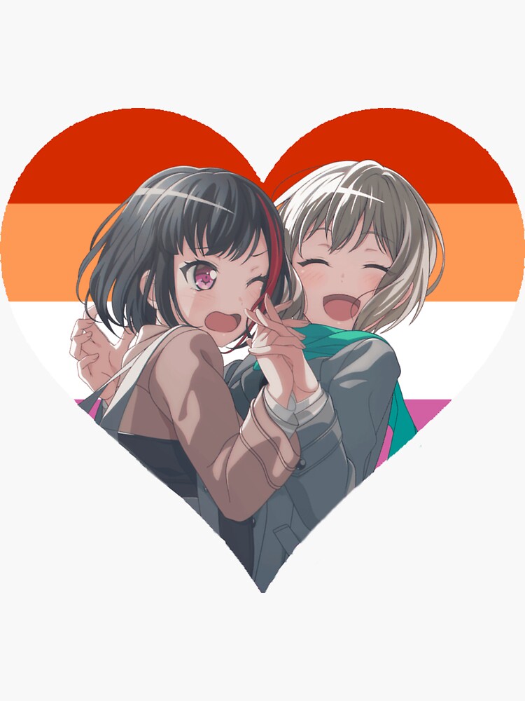 "Moca / Ran Lesbian Heart" Sticker for Sale by PlutoneArt | Redbubble