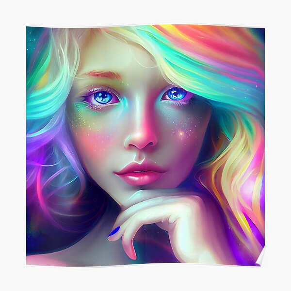 "girl reflecting many colors" Poster for Sale by Dicoart | Redbubble