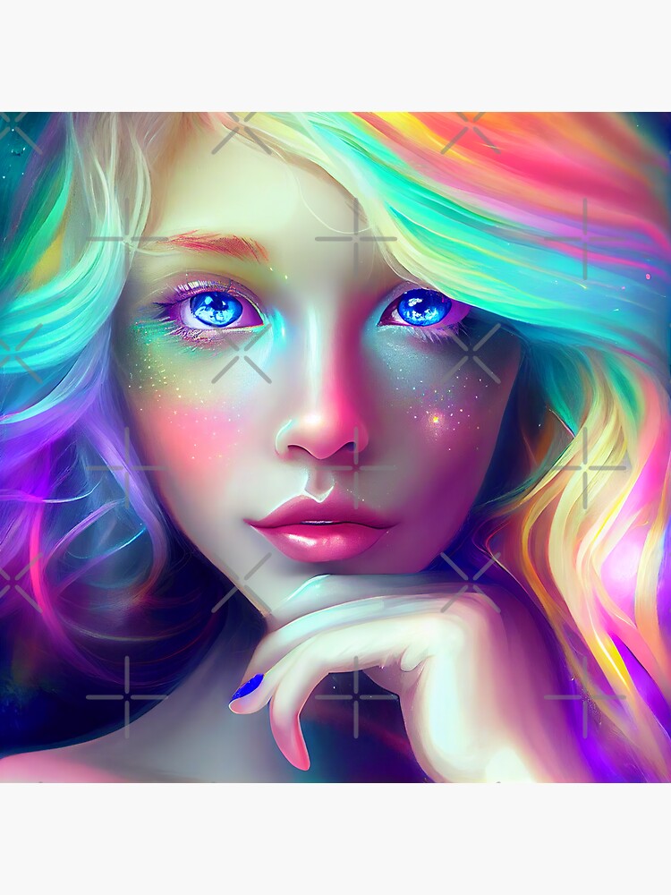 "girl reflecting many colors" Sticker for Sale by Dicoart | Redbubble