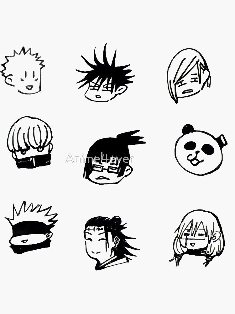 "jujutsu kaisen funny faces cute,nobara,yuji,gijo,banda" Sticker for ...