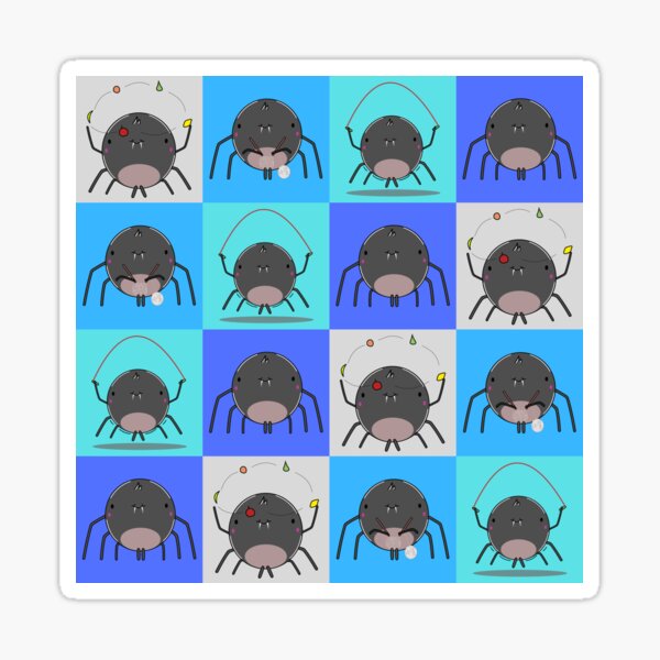 Spider Pattern A Grid Of Cute Spiders Juggling Sewing And Using A Jump Rope Sticker For