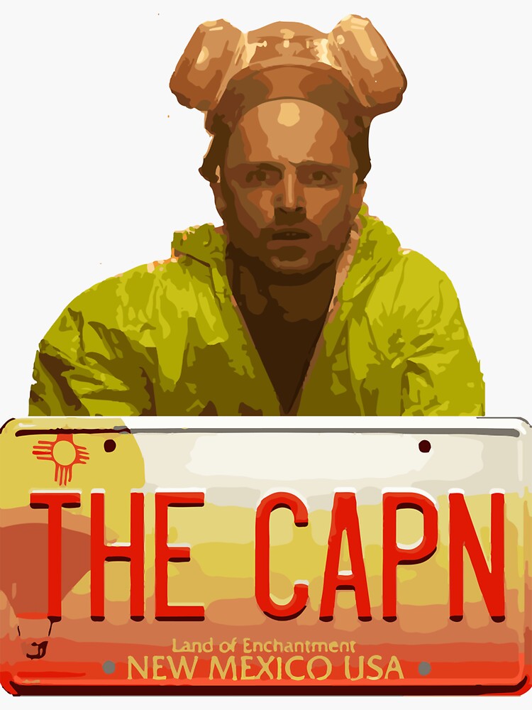 "Jesse Pinkman Breaking Bad - The Capn License Plate Design" Sticker ...