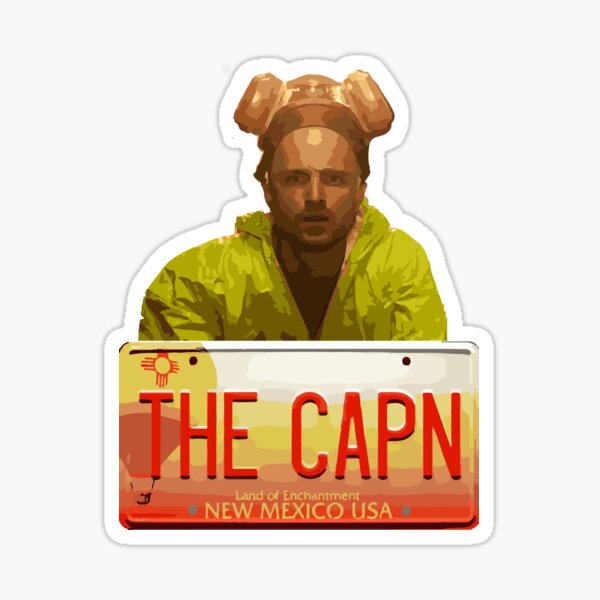 "Jesse Pinkman Breaking Bad - The Capn License Plate Design" Sticker ...