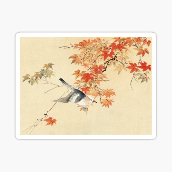 "Bird Flying by Autumn Branches, 1892 - Vintage" Sticker for Sale by ...