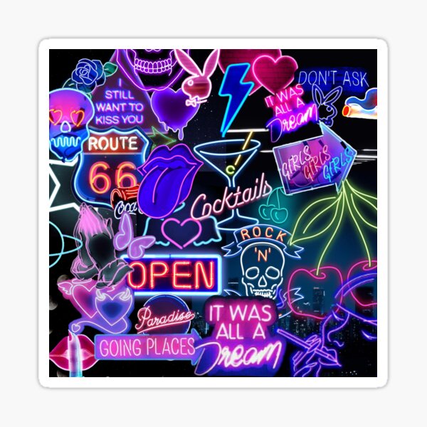 "NEON SIGNS" Sticker for Sale by izziecollective | Redbubble