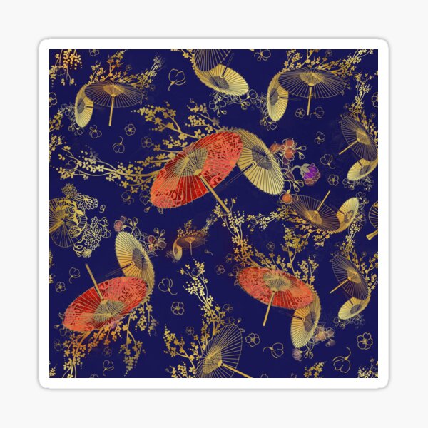 "Red and Gold Japanese Parasol repeating pattern using vintage parasol ...
