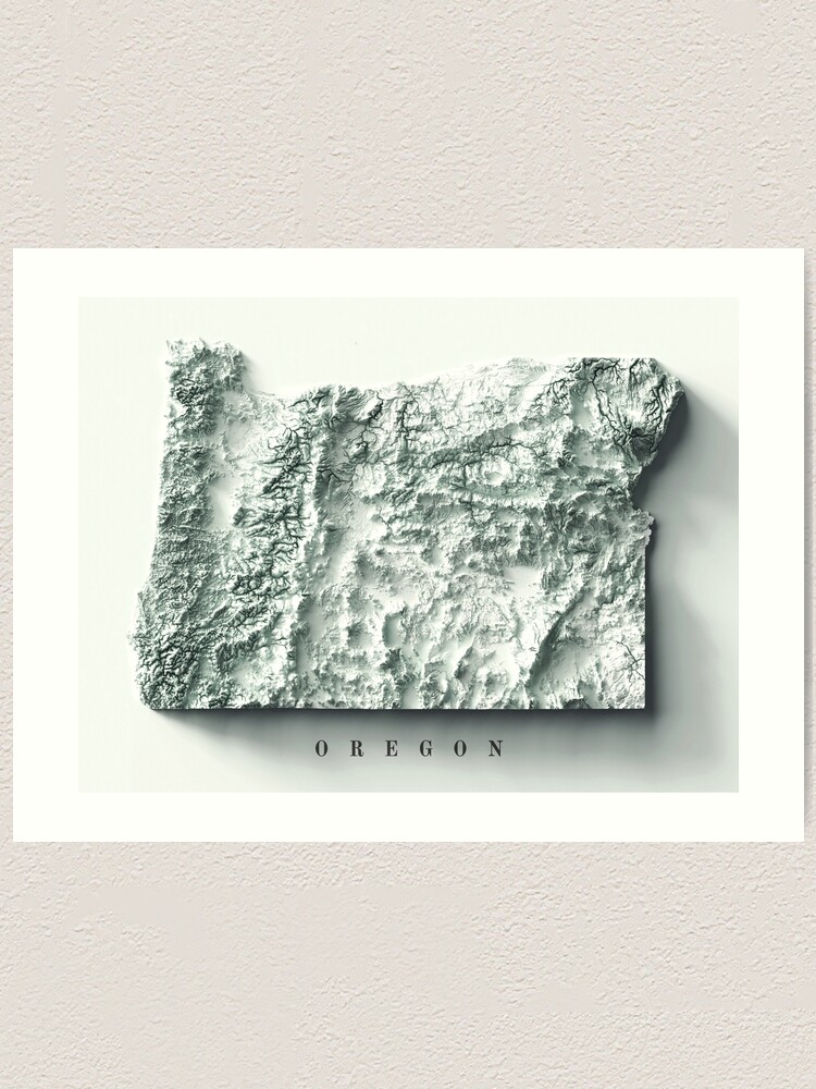 "Oregon State Relief Map 3D digitally-rendered" Art Print for Sale by ...