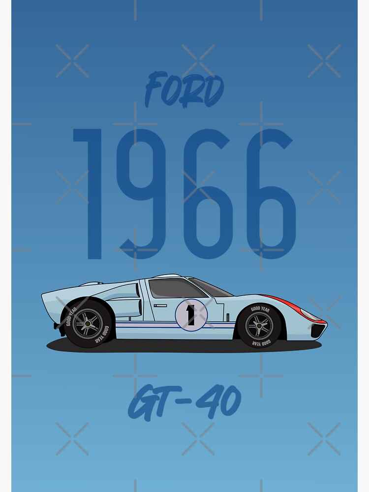 "1966 Ford GT-40" Sticker for Sale by LittleArt385 | Redbubble