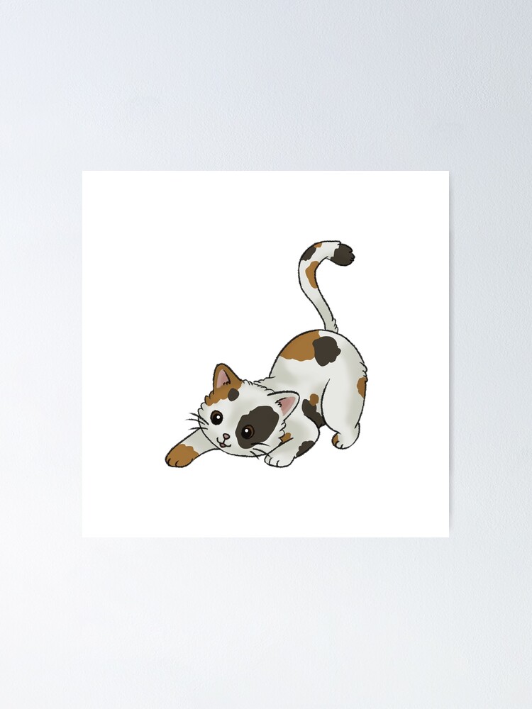 "Playful Calico Cat" Poster for Sale by Zephyr-Studio | Redbubble