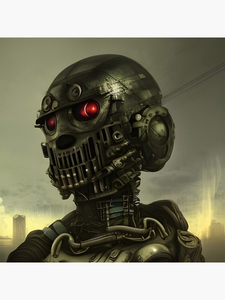 "Dystopian Robot - Battle Cyborg - Evil AI" Sticker for Sale by ...