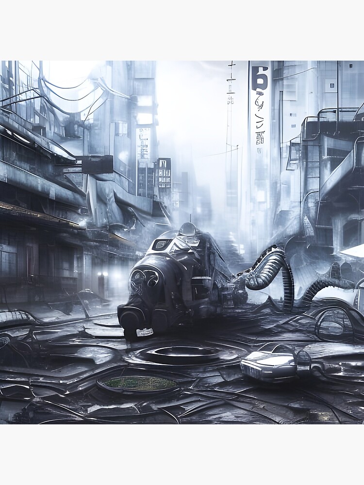 "Dark Dystopian City - Massive Machines - Future Tokyo" Art Print for ...