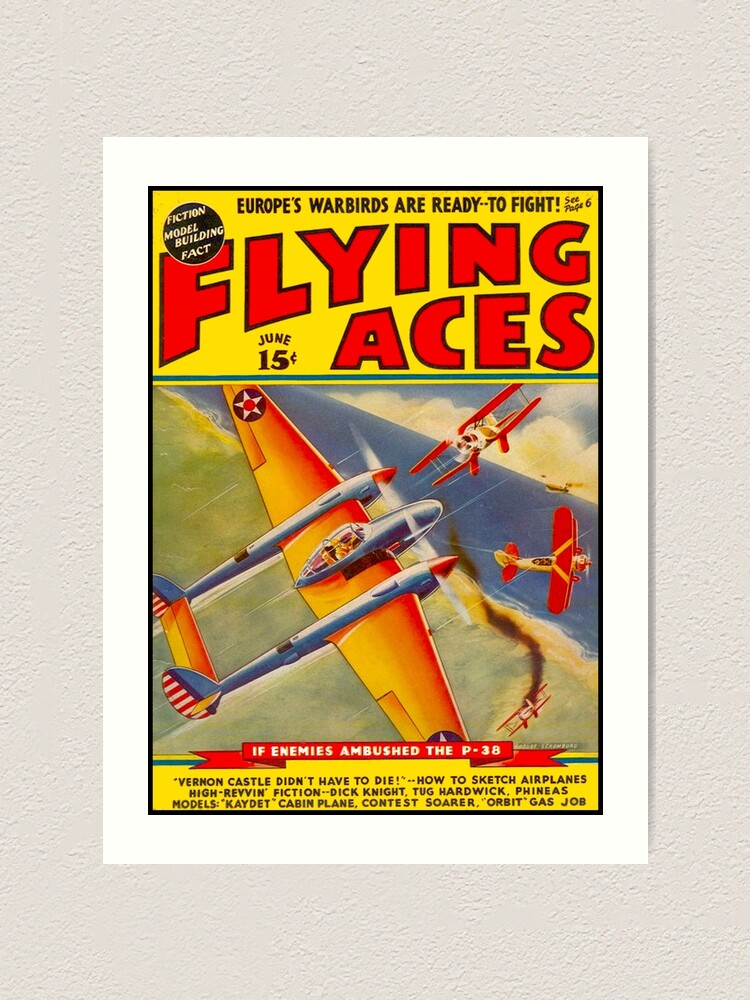 "FLYING ACES : Vintage 1939 Wartime Comic Cover Page Print" Art Print ...
