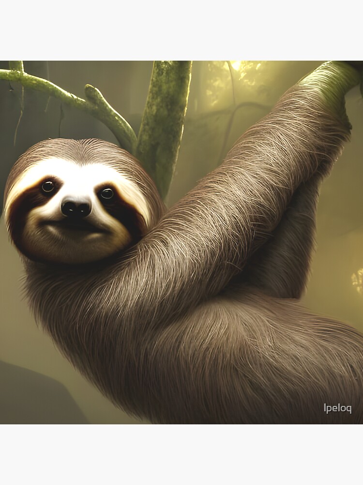 "Cute Sloth Hanging Around - AI Art" Sticker for Sale by lpeloq | Redbubble