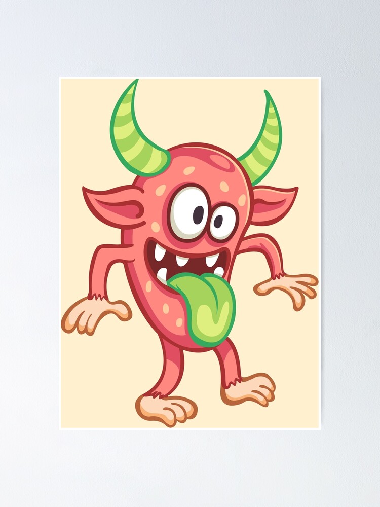 "cute red monster male" Poster for Sale by yudabento | Redbubble