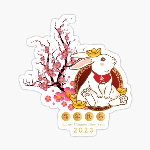 "Year Of The Rabbit Celebrations 2023 Happy New Year" Sticker for Sale ...