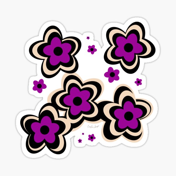 "Vibrant retro 70s groovy flower power burst graphic. Caroline Laursen ...