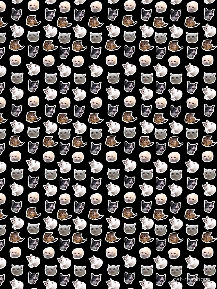 "Crying Cats Pattern (White Outline)" T-shirt for Sale by cat-reactions ...