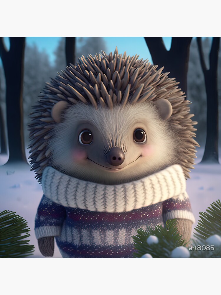 "Cute Christmas Hedgehog" Sticker for Sale by art8085 | Redbubble