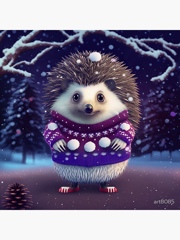 "Cute Christmas Hedgehog" Sticker for Sale by art8085 | Redbubble